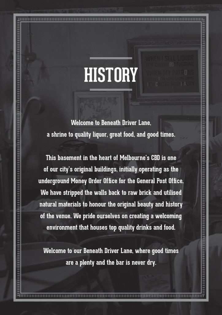 Get a look at the cocktail list for new Melbourne bar Beneath Driver ...